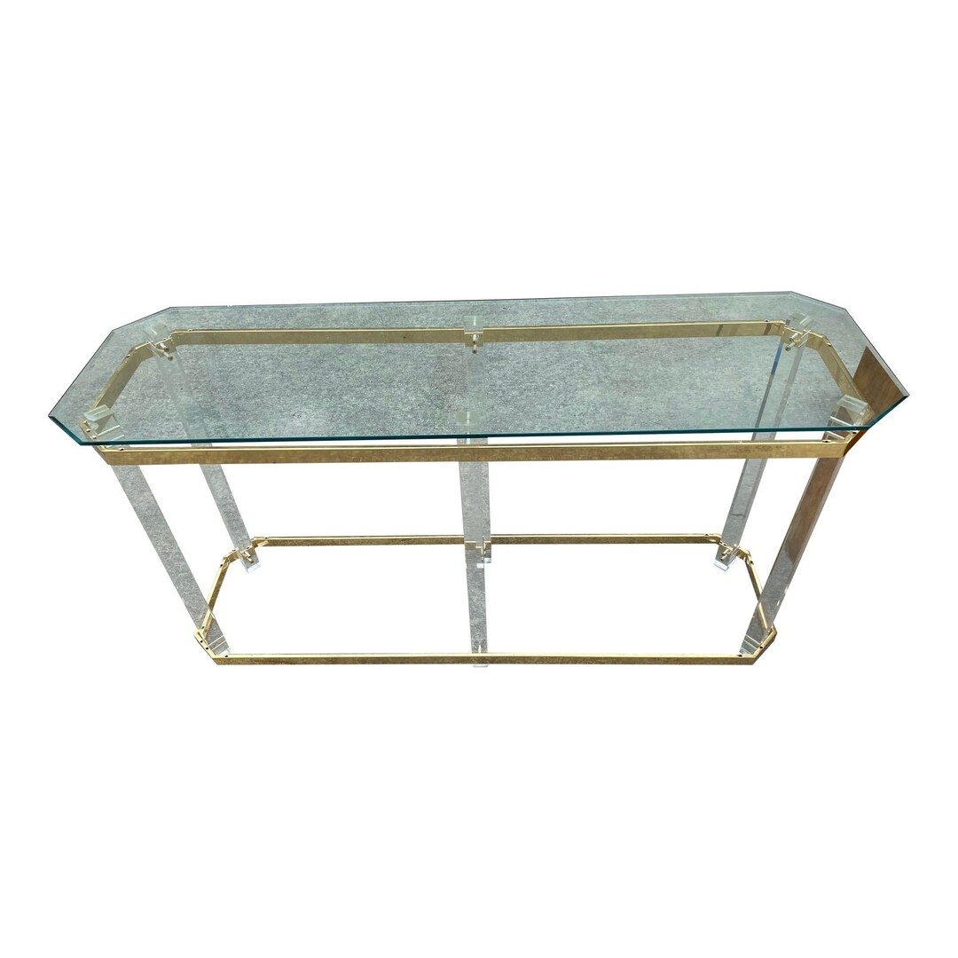 1980s Brass and Lucite Console Table - Etsy