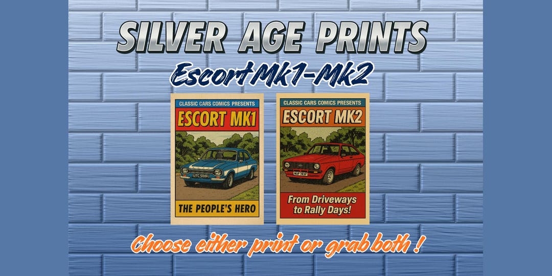 ESCORT Mk1 & Mk2 Classic Car Comic Book Art Poster | A4/A5 Wall Art ...