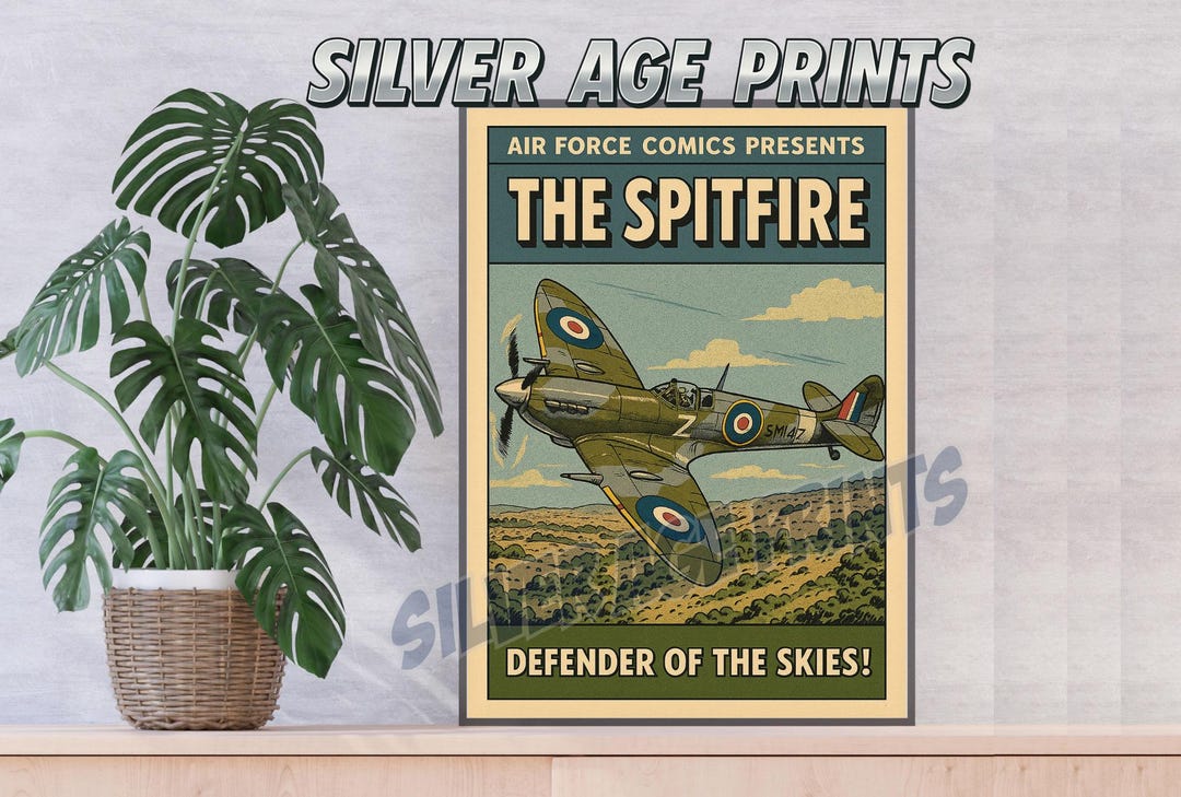 THE SPITFIRE - Battle of Britain Comic Book Art Poster | A4/A5 Wall Art ...