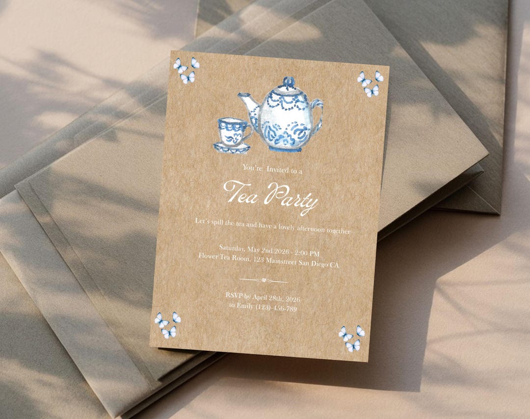 Tea Party Invitation | Elegant Afternoon Tea Invite | Minimalist Tea ...