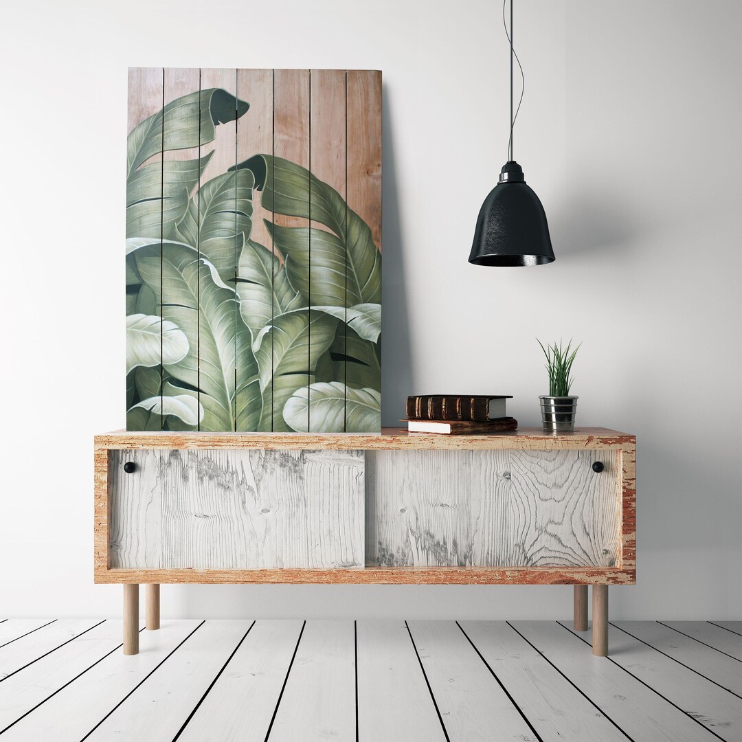 Green Leaf Painting | Banana Leaves Painting | Wall Art Feather ...