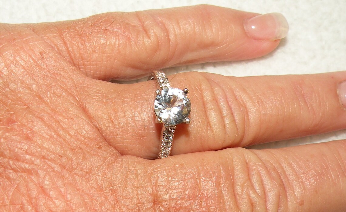 Ashley Engagement Ring 14kt W.g. White Sapphire - Etsy