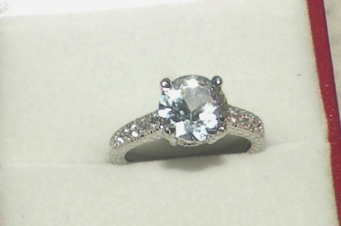 Ashley Engagement Ring 14kt W.g. White Sapphire - Etsy