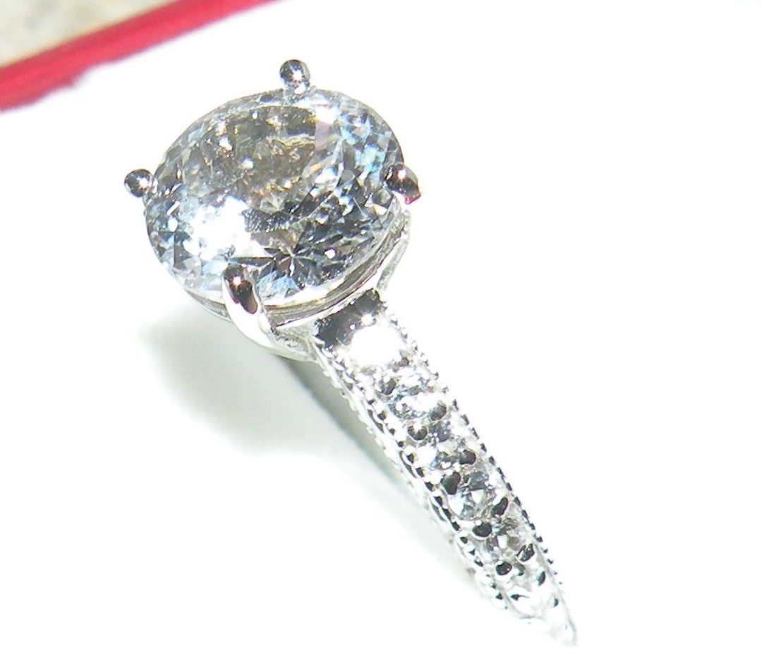 Ashley Engagement Ring (14kt W.g. White Sapphire) - Etsy