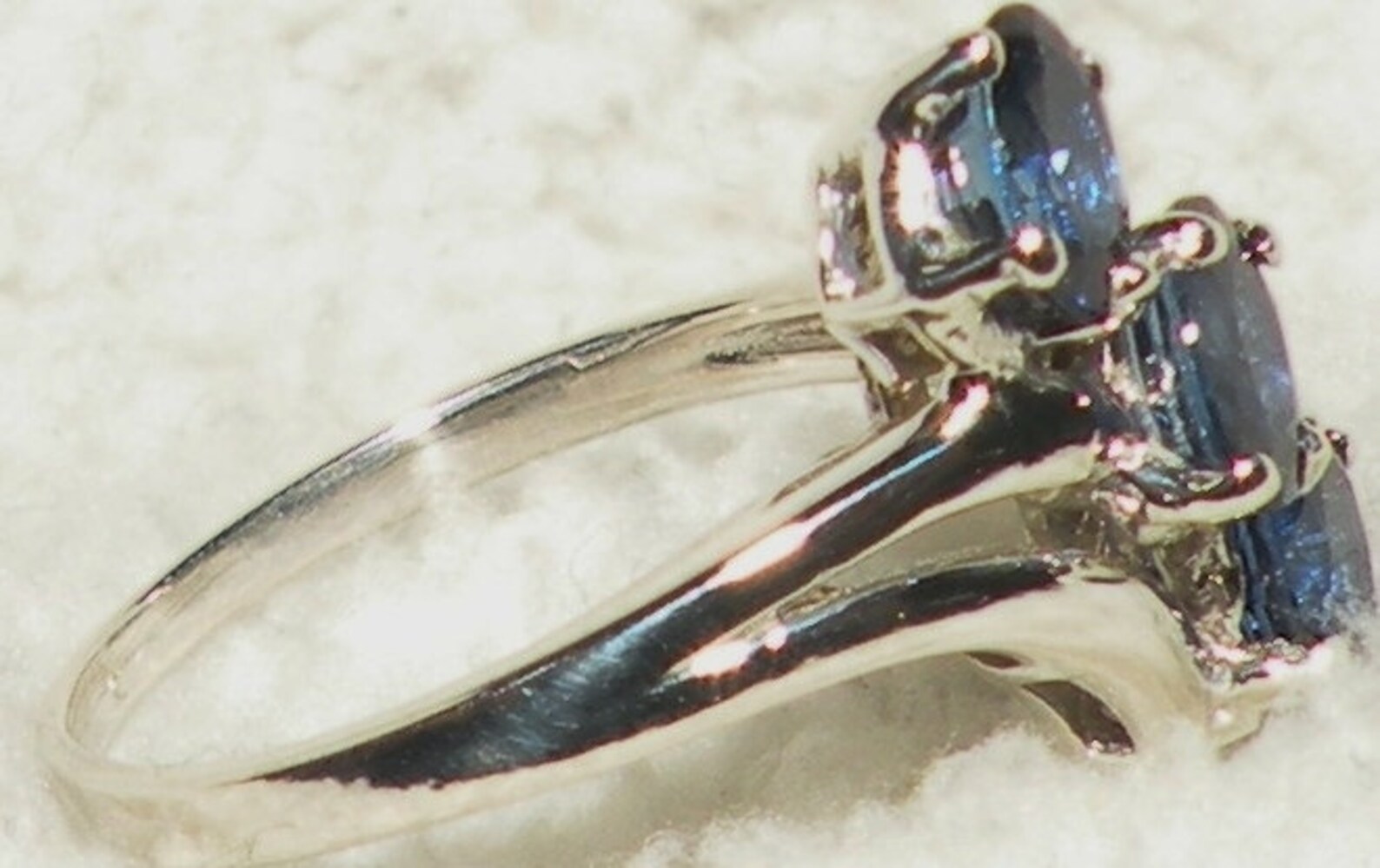 Sterling Silver 3 Blue Sapphire Ring - Etsy