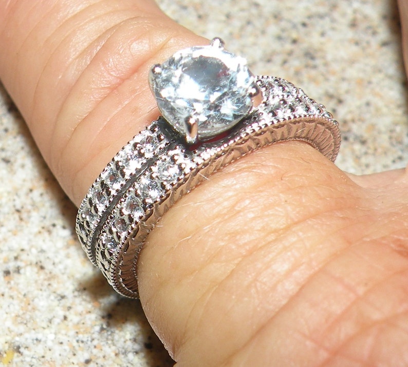 Ashley Engagement Ring 14kt W.g. White Sapphire - Etsy