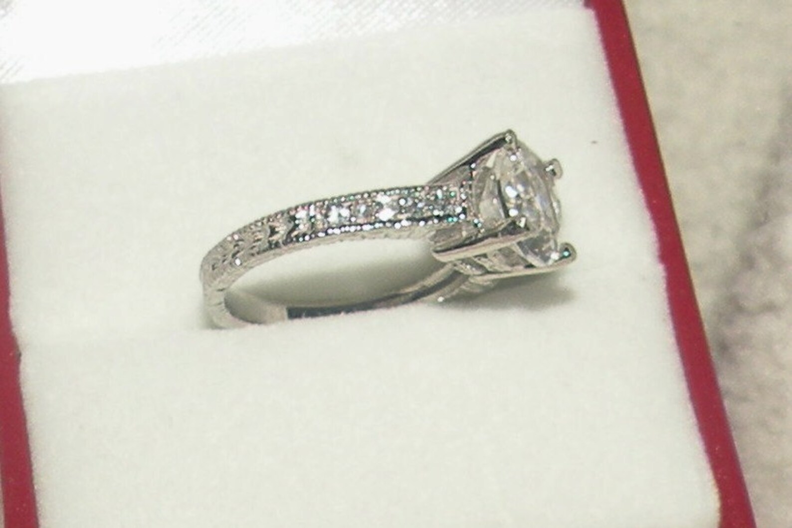 Ashley Engagement Ring 14kt W.g. White Sapphire - Etsy
