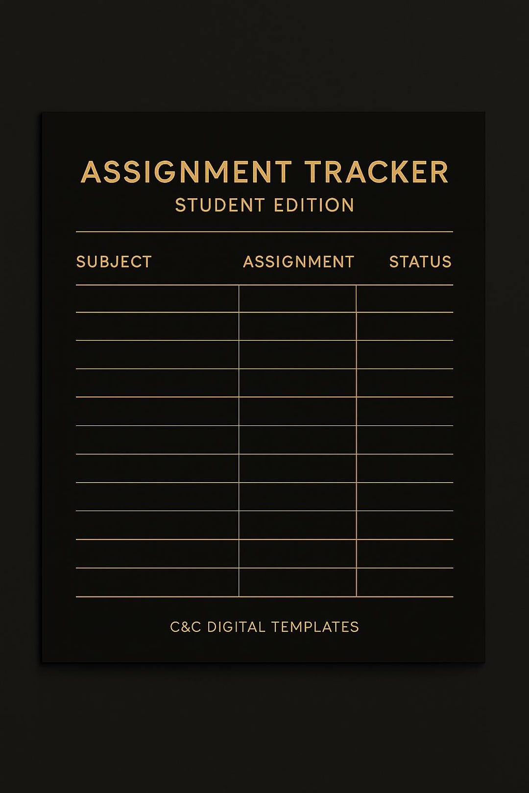 Assignment Tracker - Black Edition - Etsy