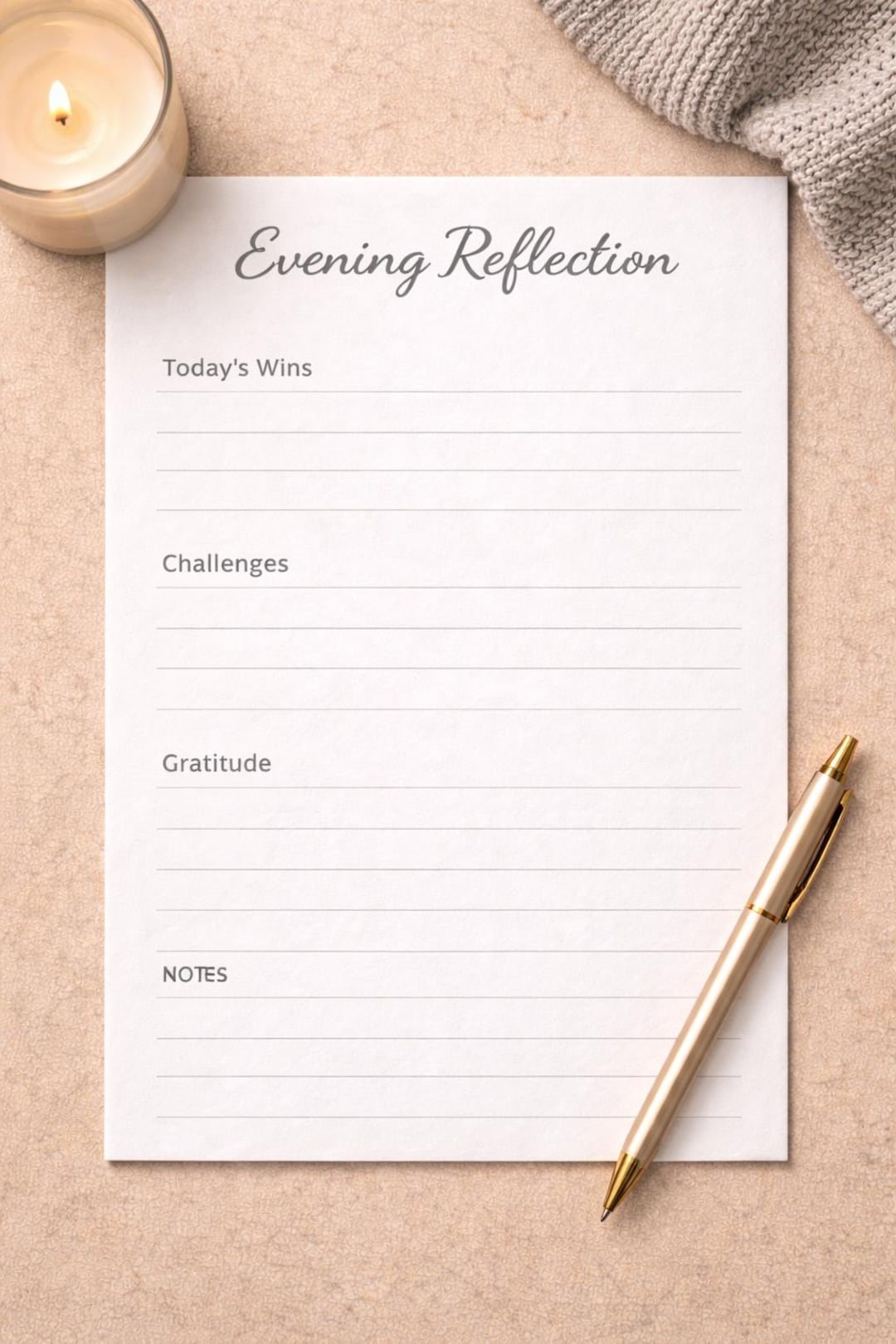 Evening Reflection Printable | Daily Reflection Journal Page | Minimal ...