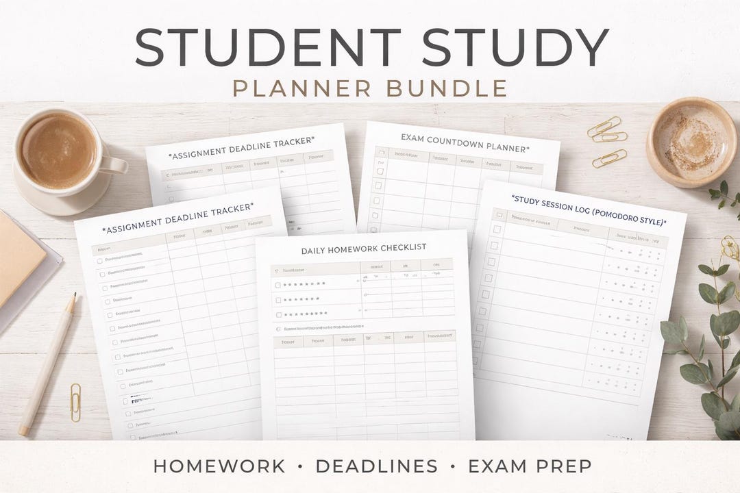 Student Study Planner Bundle – Homework, Deadlines - Exam Prep ...