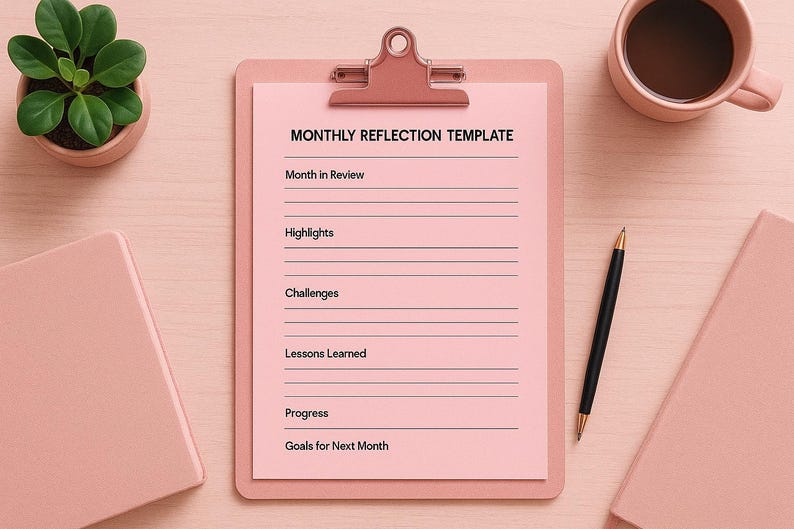 Monthly Reflection Template – Pink Edition. - Etsy
