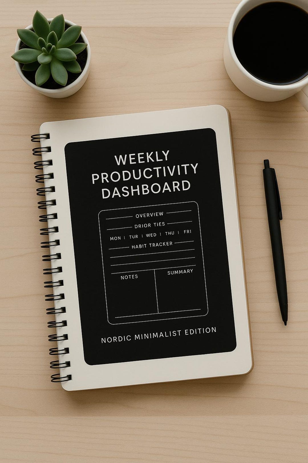 Weekly Productivity Dashboard – Black Edition. - Etsy