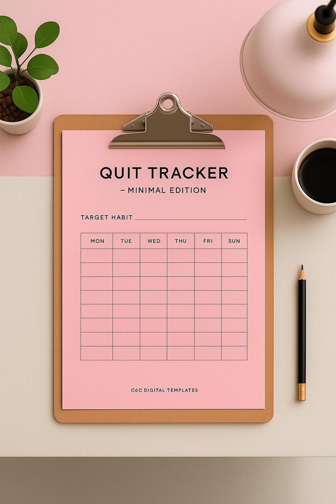 Quit Tracker – Minimal Pink Edition - Etsy