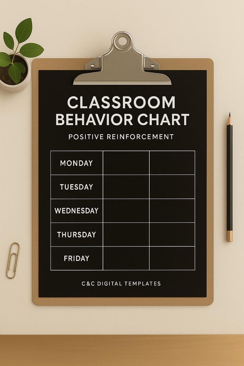 Classroom Behavior Chart – Positive Reinforcement - Black Edition - Etsy