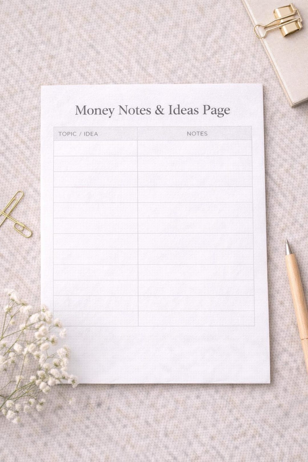 Money Notes Printable | Finance Notes Page | Minimal Budget Planner - Etsy