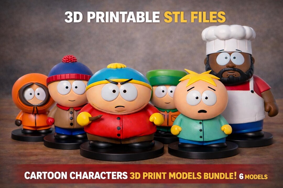 Cartoon Style 3D Printable Figures Bundle | STL Files | 6 Character ...