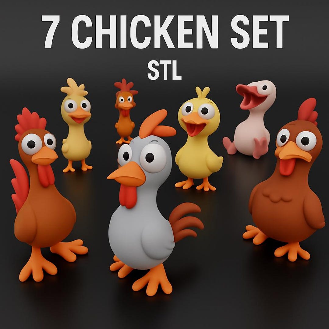 Chickens STL File for 3d Printing, 7 Pieces, Articulated Chicken ...
