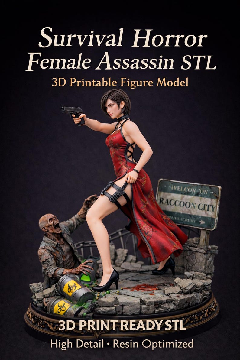 Survival Horror Female Agent STL – 3D Print Ready Gothic Figure – High ...