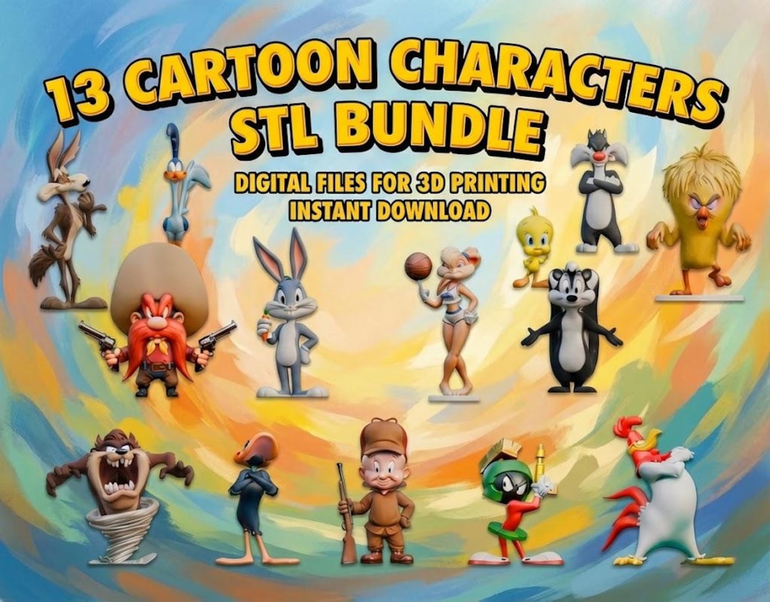 13 Cartoon Style Character STL Bundle – Vintage Animation Inspired 3D ...
