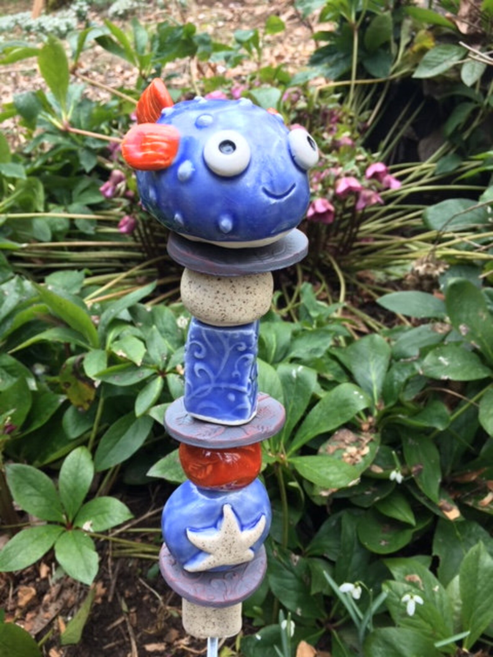 Puffer Fish Garden Totem - Etsy