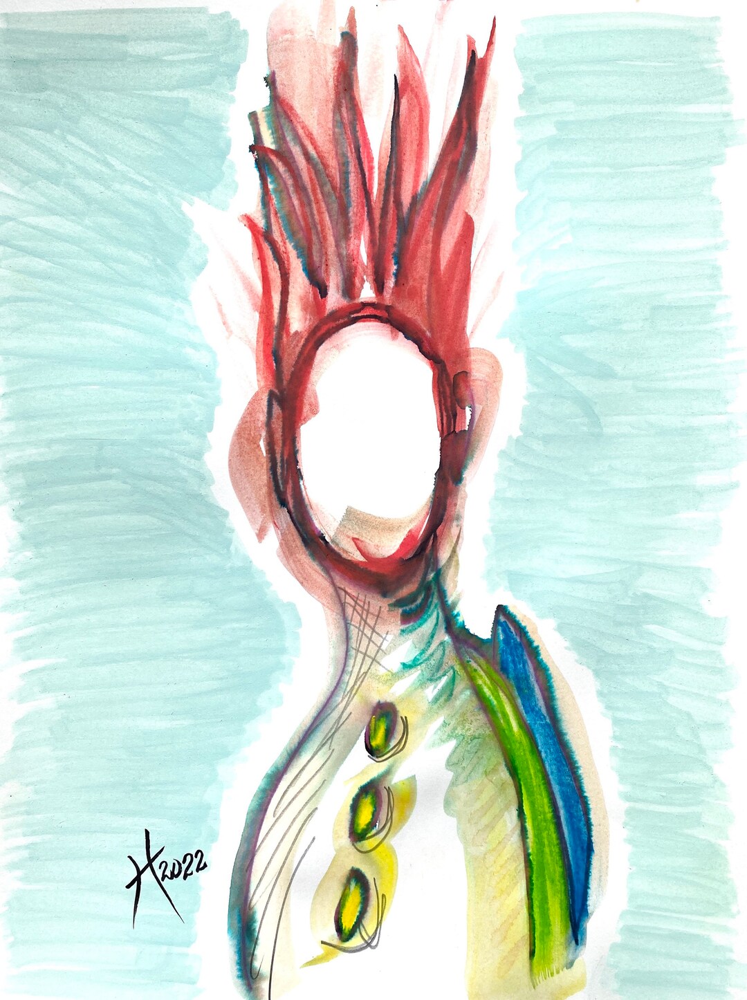 Hair on Fire Jet Pack Boy - Original Art Handmade Mixed Media Artwork ...