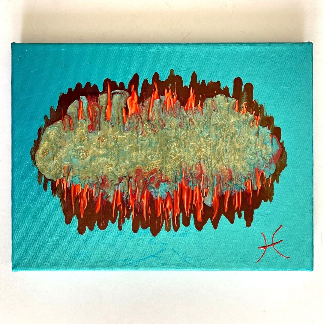 Amoeba 6 Original Abstract Wall Art Mixed Media Painting 9x12in Home ...