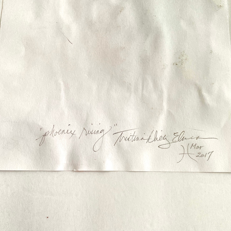 Phoenix Rising Original Poem Wall Art Watercolor Painting Matted Frame ...