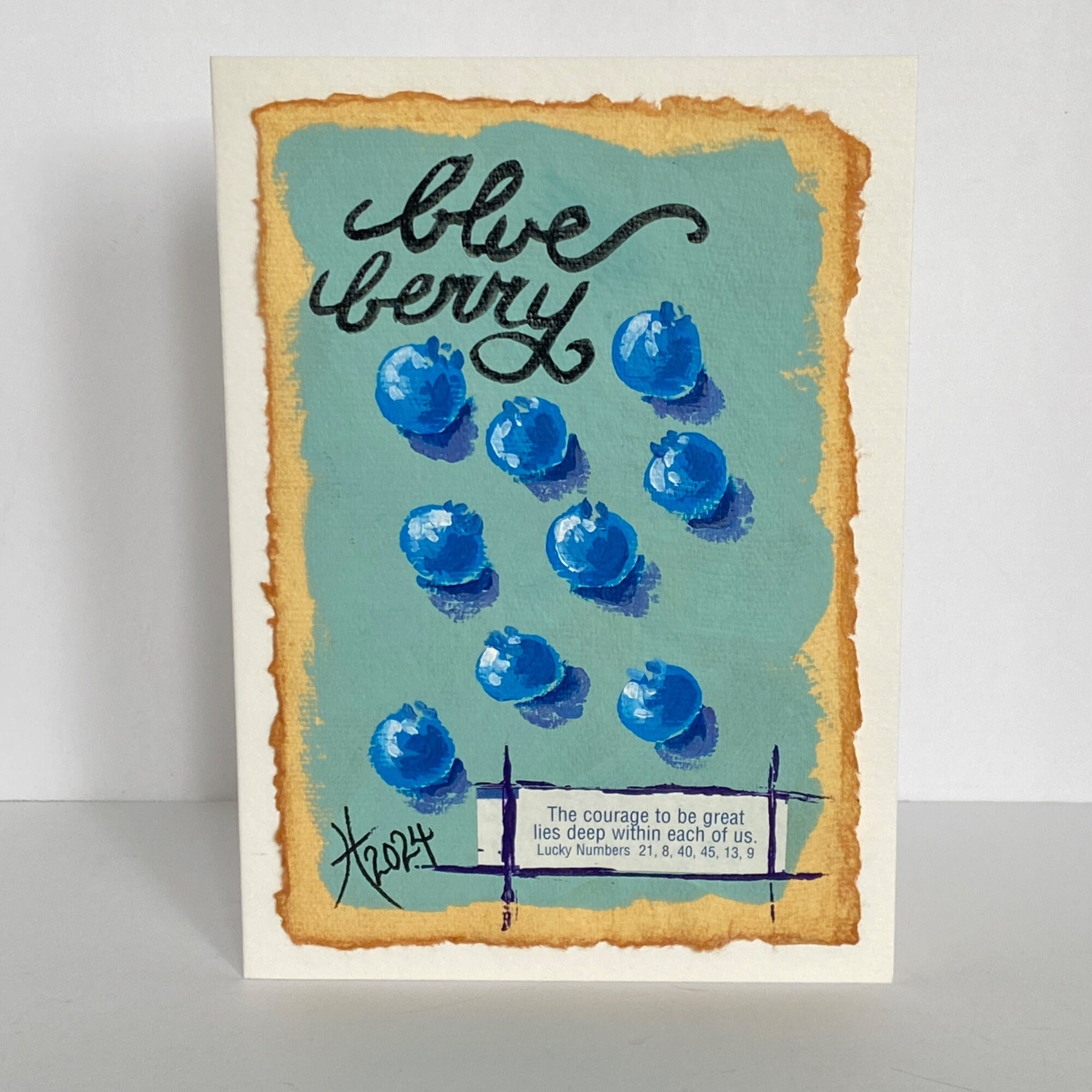 Blueberries Collage Art Handmade Original Blank Greeting Card and ...