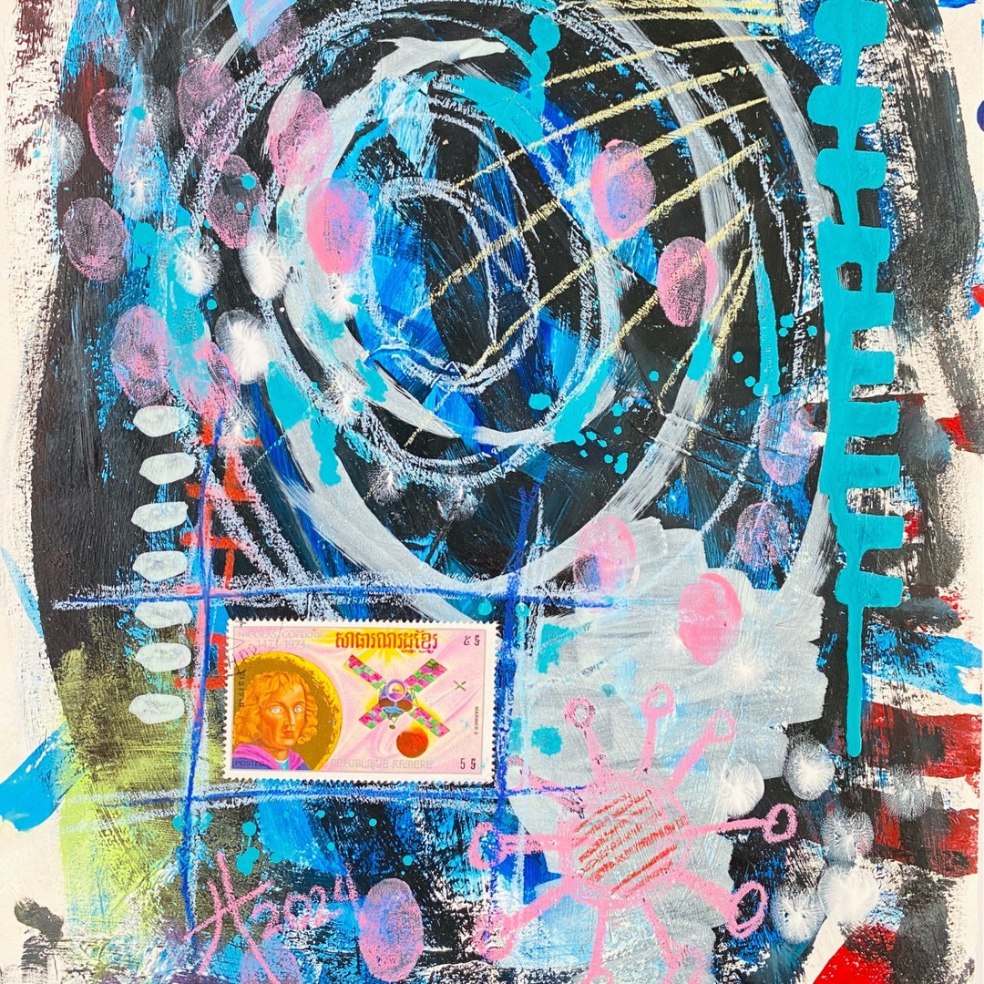 Copernicus Rising Handmade Original Collage Painting Wall Art 11x14in ...