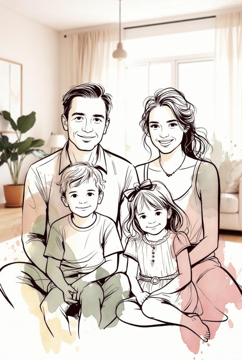Custom Family Portrait Line Art | Minimalist Family Illustration ...