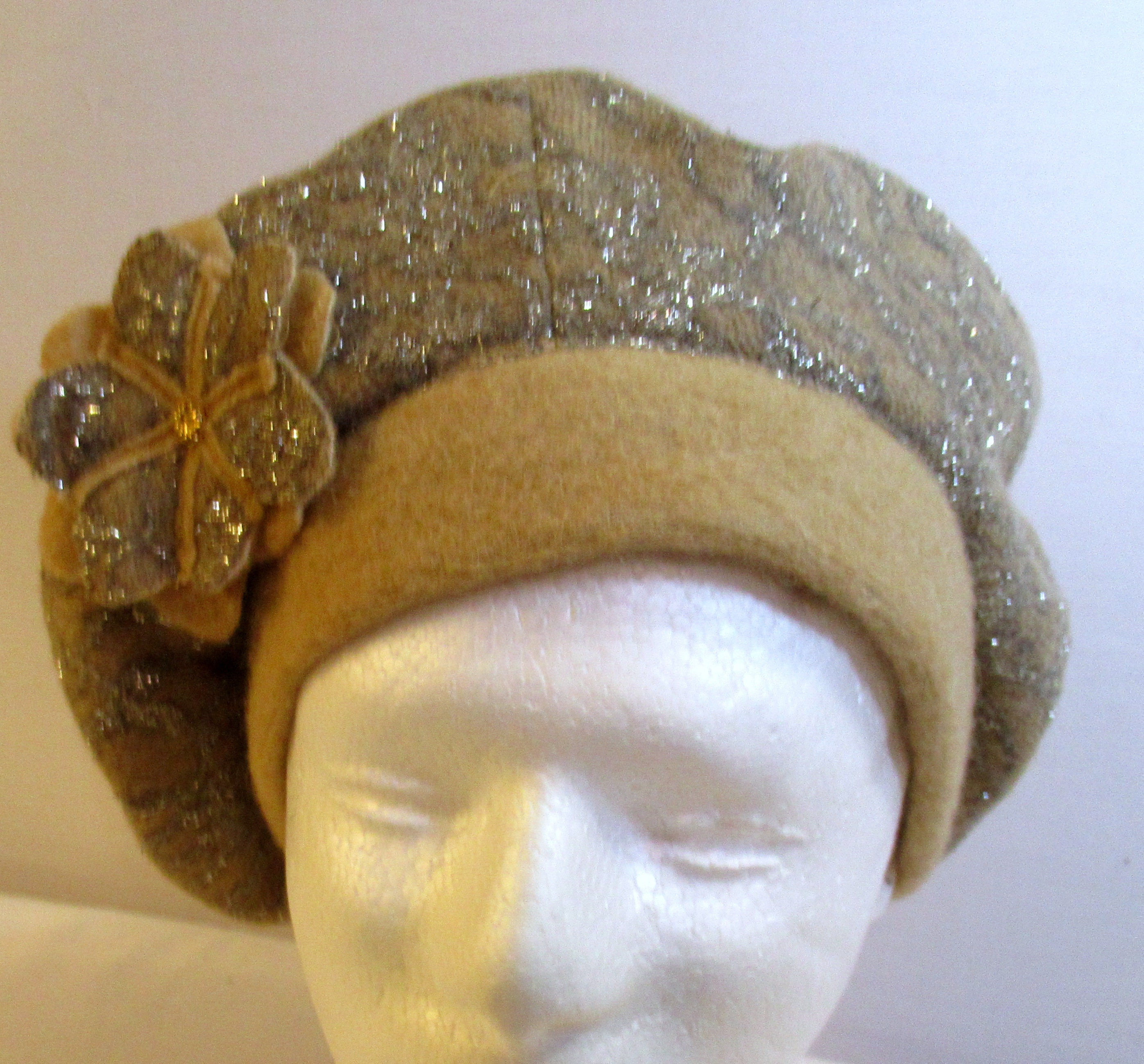 Beige Wool Fleece Beret: French Style Flower Hat (M-L) - Etsy