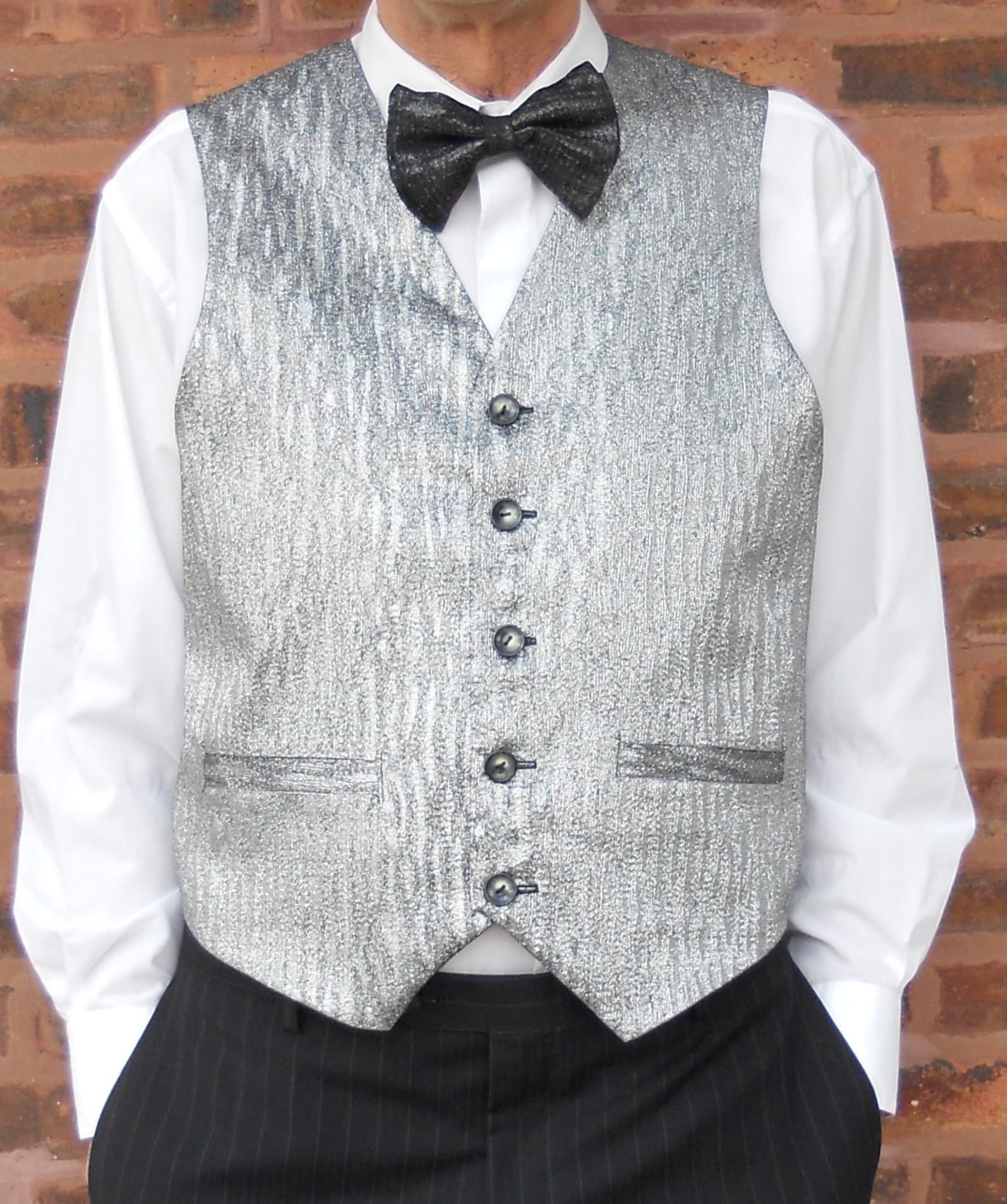 Silver Brocade Men's Vest, Size XL Mens Vest, Ready to Ship - Etsy