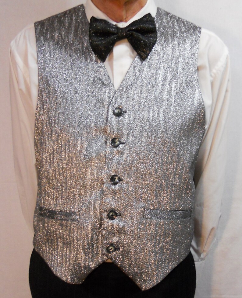 Silver Brocade Men's Vest, Size XL Mens Vest, Ready to Ship - Etsy