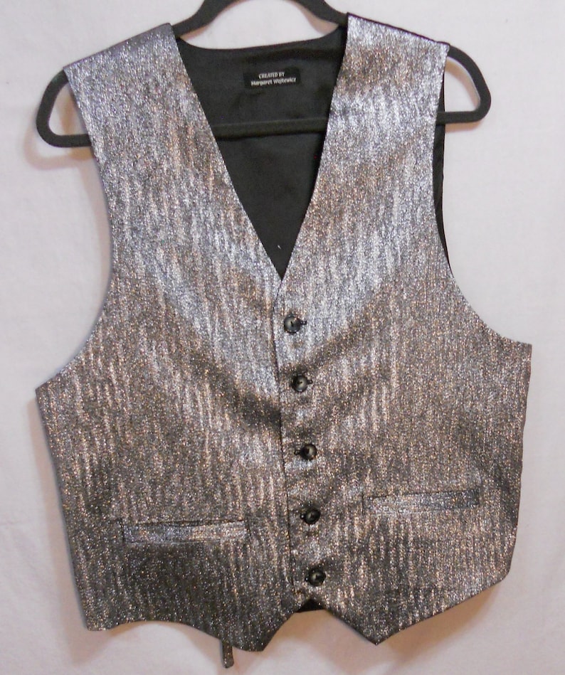 Silver Brocade Men's Vest, Size XL Mens Vest, Ready to Ship - Etsy