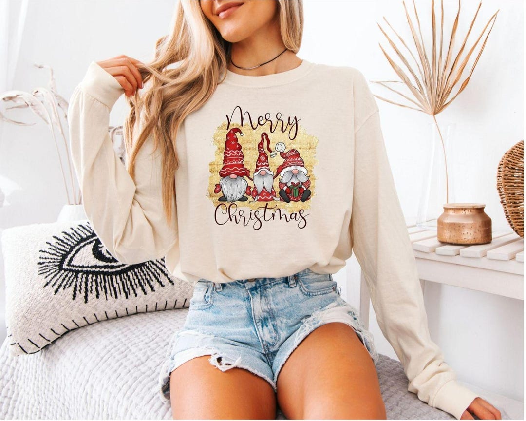 Comfort Color@ Merry Christmas Gnome Sweatshirt, Cute Christmas ...