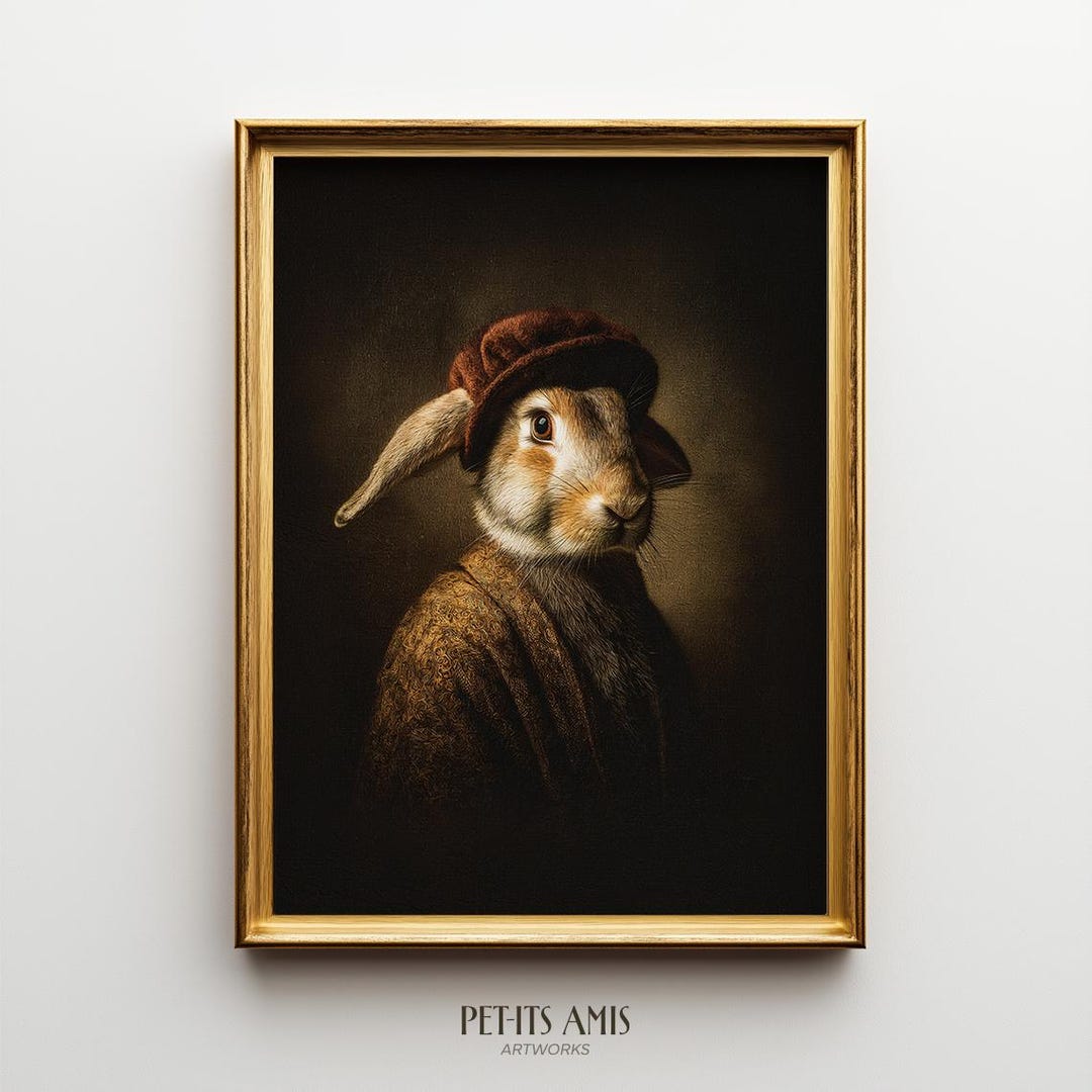 Rembrandt Bunny Portrait: Vintage Renaissance Animal Art (digital ...