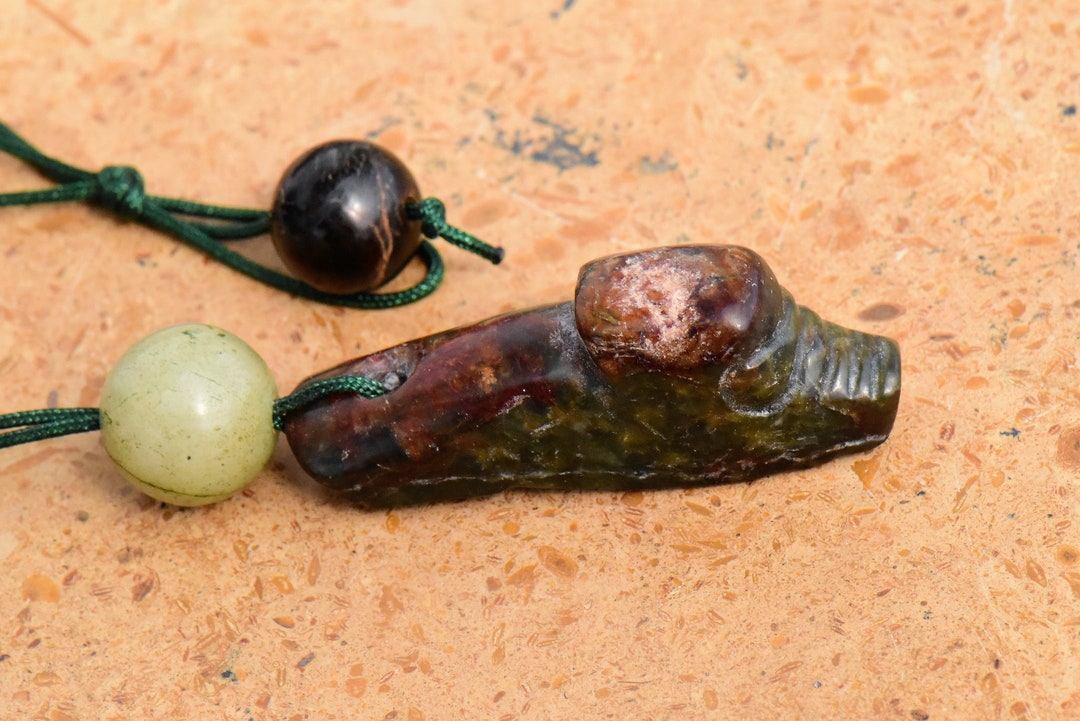 Ancient Neolithic Jade Dragon Pendant Necklace With Antique - Etsy