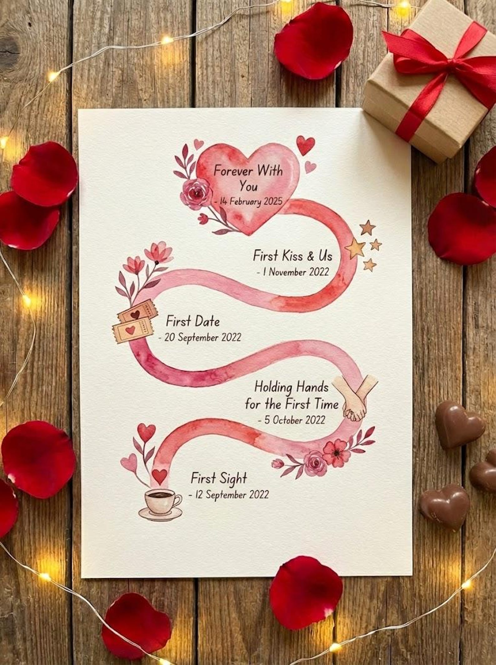 Personalized Love Story Timeline Map Valentine's Day Gift - Etsy