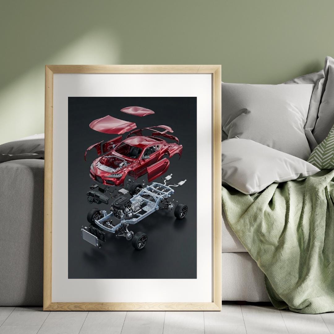 Toyota Supra Exploded View Wall Art | Supercar Anatomy Print - Etsy