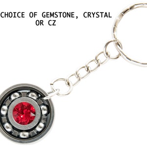 Roller Derby Skate Bearing Keychain - YOUR CHOICE of Gemstone, Crystal ...