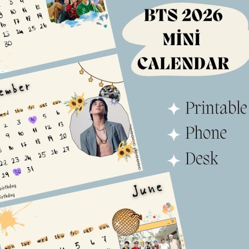 Bts Mini Calendar 2026 - Etsy
