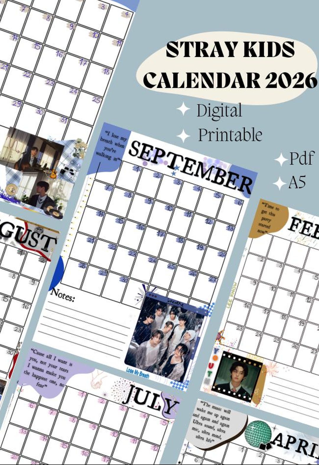 Stray Kids 2026 Calendar: Digital and Printable 2026 for Stay - Etsy