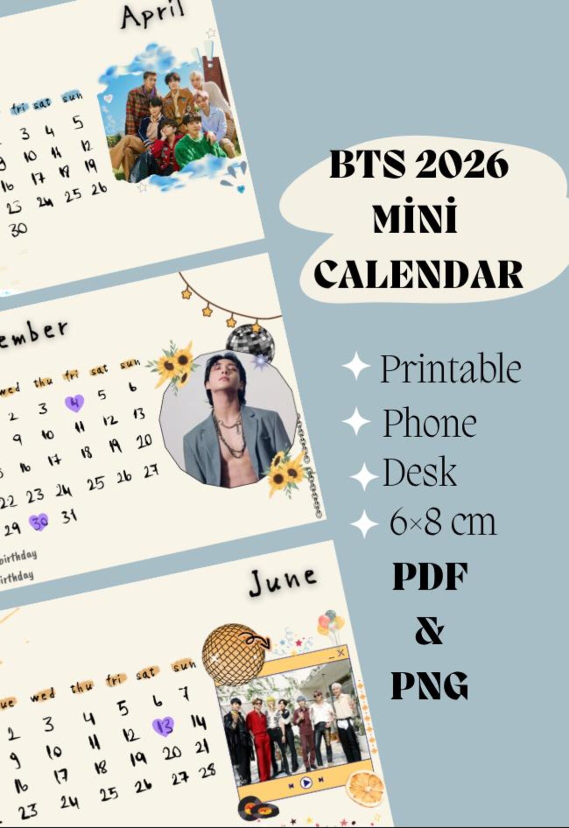 Bts 2026 Calendar : Desk / Phone Calendar Digital and Printable - Etsy ...