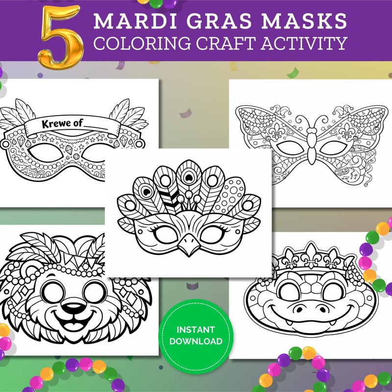 Printable Mardi Gras Mask - Etsy