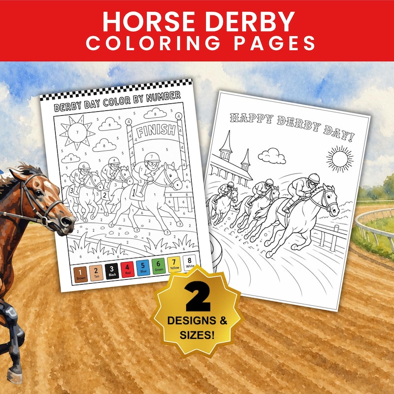 Printable Kentucky Derby Coloring Pages - Etsy