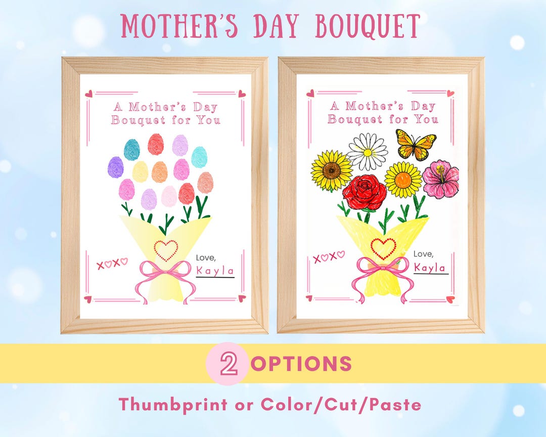 Mothers Day Handprint Art, Thumbprint Craft, Cut and Paste Gift ...