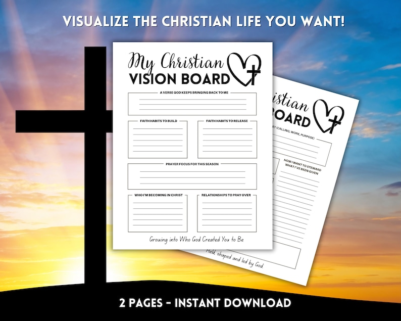 Christian Vision Board Printable | Women's Faith Life Planner | 2026 ...