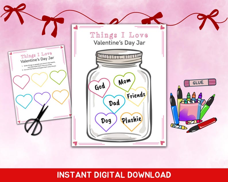 Things I Love Valentine Jar Printable | Valentine Craft for Kids | Cut ...