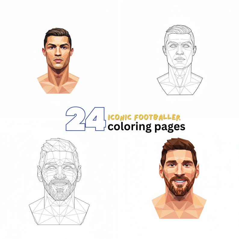 24 Iconic Football Player Coloring Pages + BONUS Drawing - Instant ...