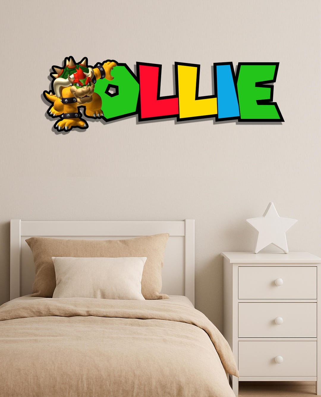 Super Mario Bowser Custom Kids Baby Nursery Room Door Decor Wooden Wall ...
